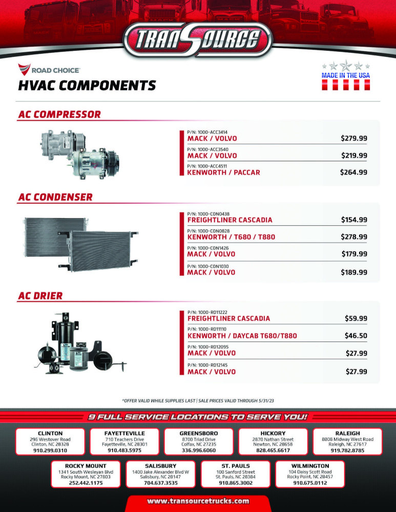 Parts Specials | Transource Truck & Trailer Centers | Colfax North Carolina